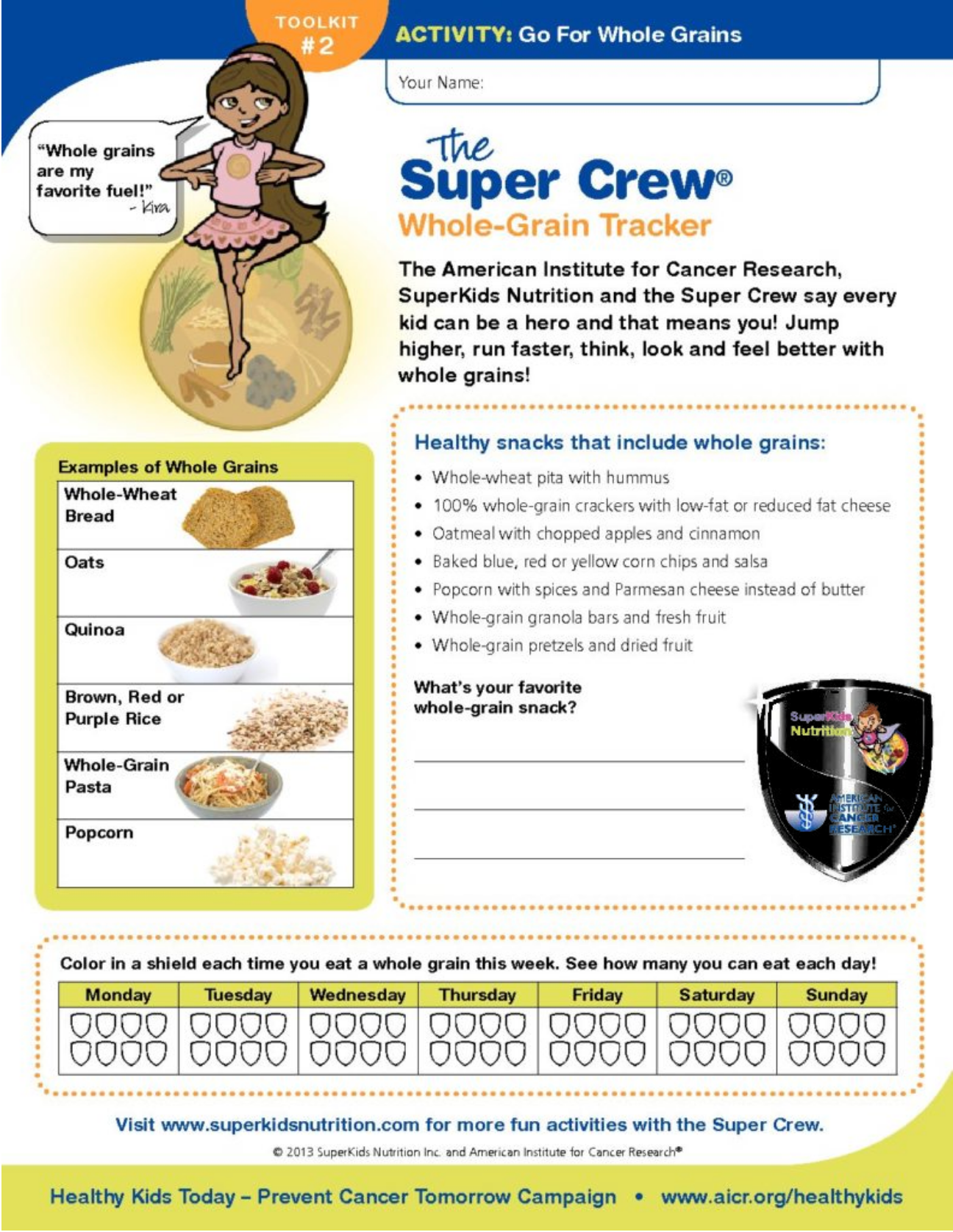The Super Crew® Whole-Grain Tracker - SuperKids Nutrition