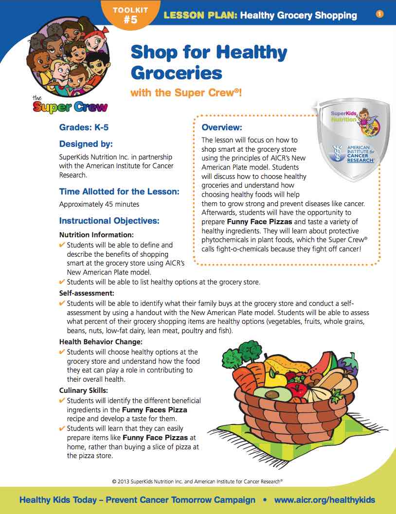 Lesson Plan: Shop for Healthy Groceries - SuperKids Nutrition