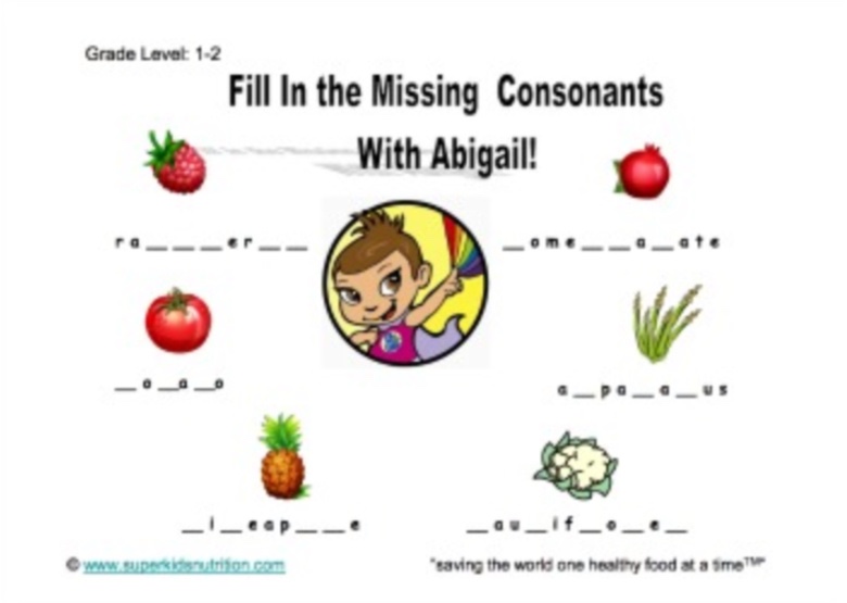 Fill in the missing consonants with Abigail! - SuperKids Nutrition