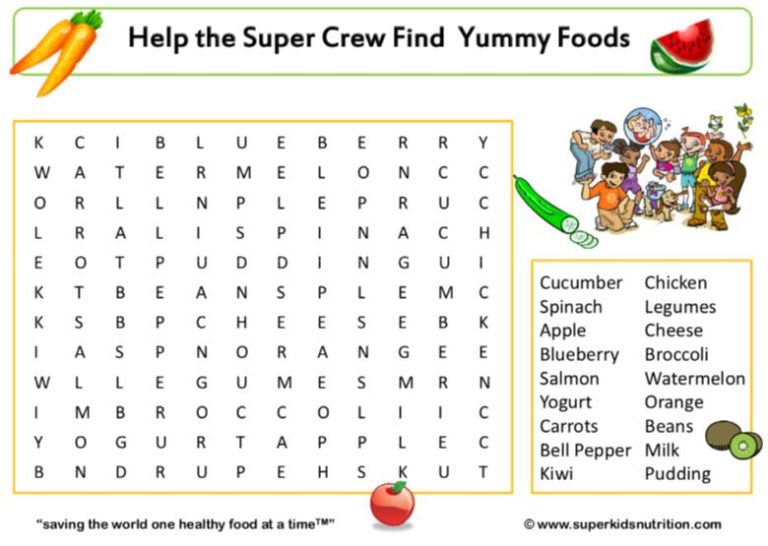 Food Group Fun Word Search - SuperKids Nutrition