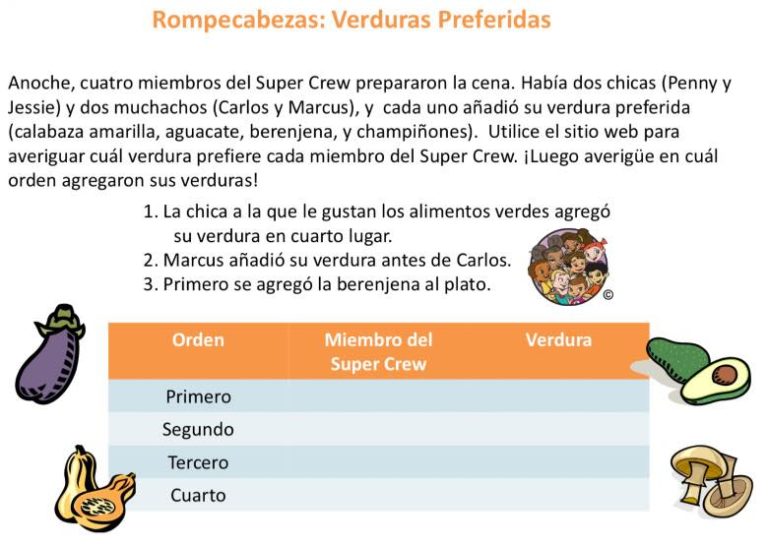 Food Logic Puzzles (Spanish) - SuperKids Nutrition
